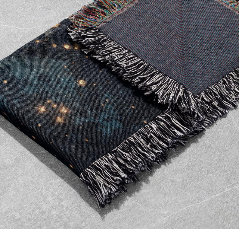 Starry Night Sky Woven Blanket 100% Cotton - Constellation Art Throw ...