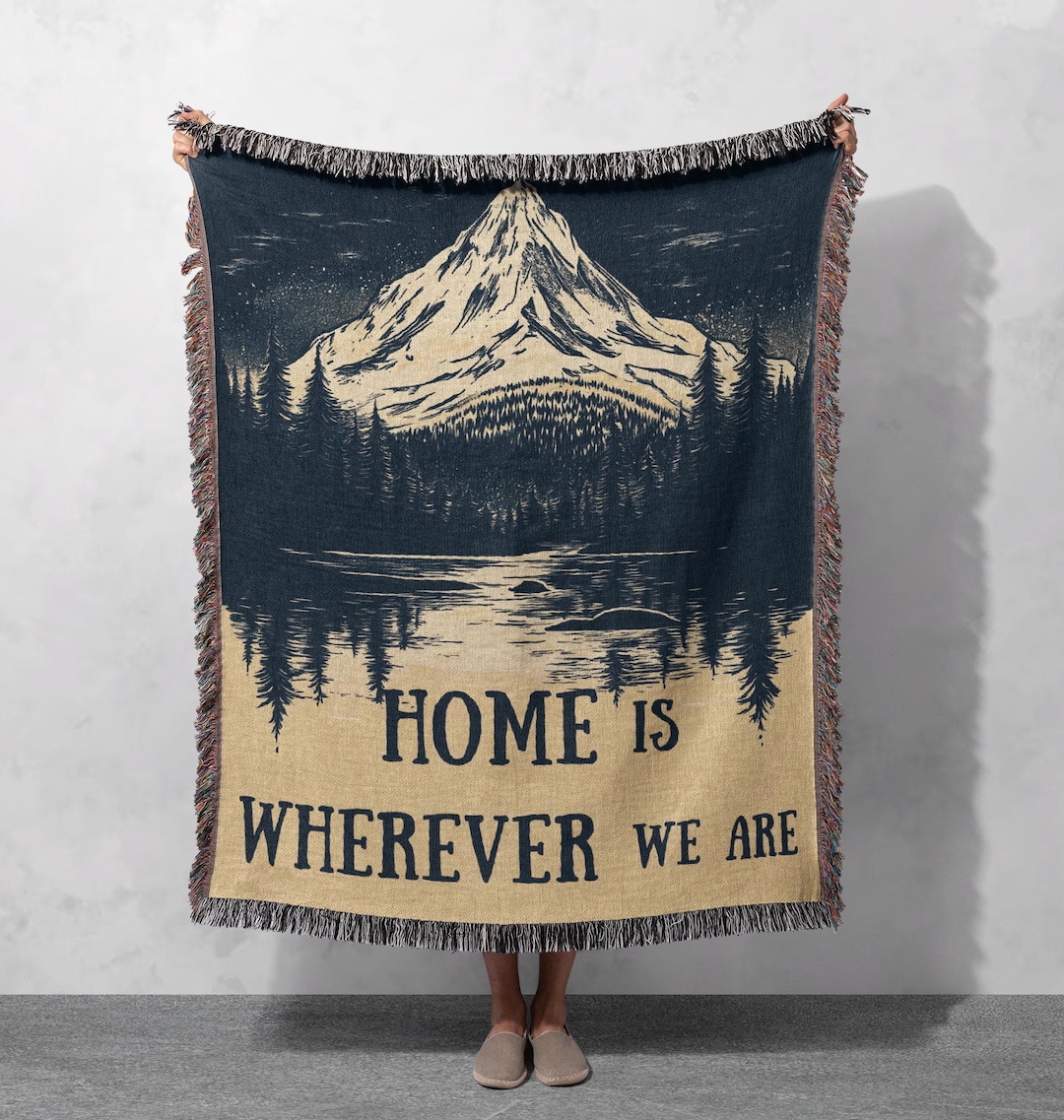Scenic Mountain Woven Blanket 100% Cotton - Cozy Nature Throw for ...