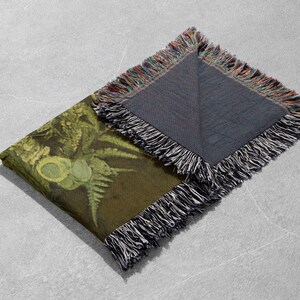 Botanical Fern Woven Blanket With Lush Forest Flora Design Cozy Nature ...
