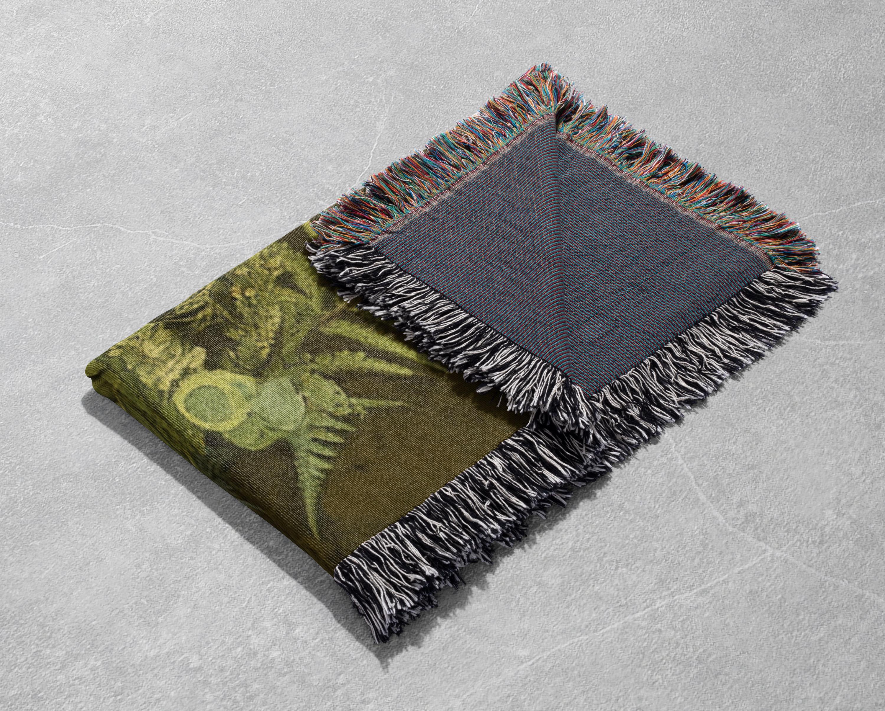 Botanical Fern Woven Blanket With Lush Forest Flora Design Cozy Nature ...
