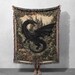100% Cotton Black Dragon Woven Blanket, Medieval Fantasy Tapestry ...