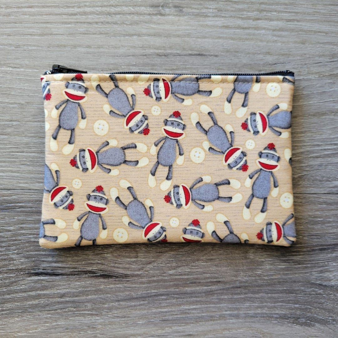 Pick Your Size Handmade Sock Monkey Fabric Zipper Pouch - Etsy