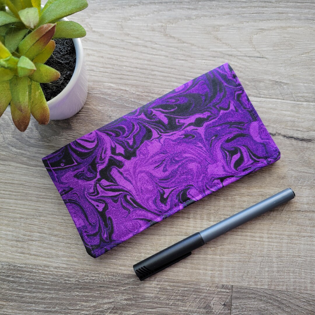 Handmade Fabric Checkbook Cover: Purple Swirl Cotton - Etsy
