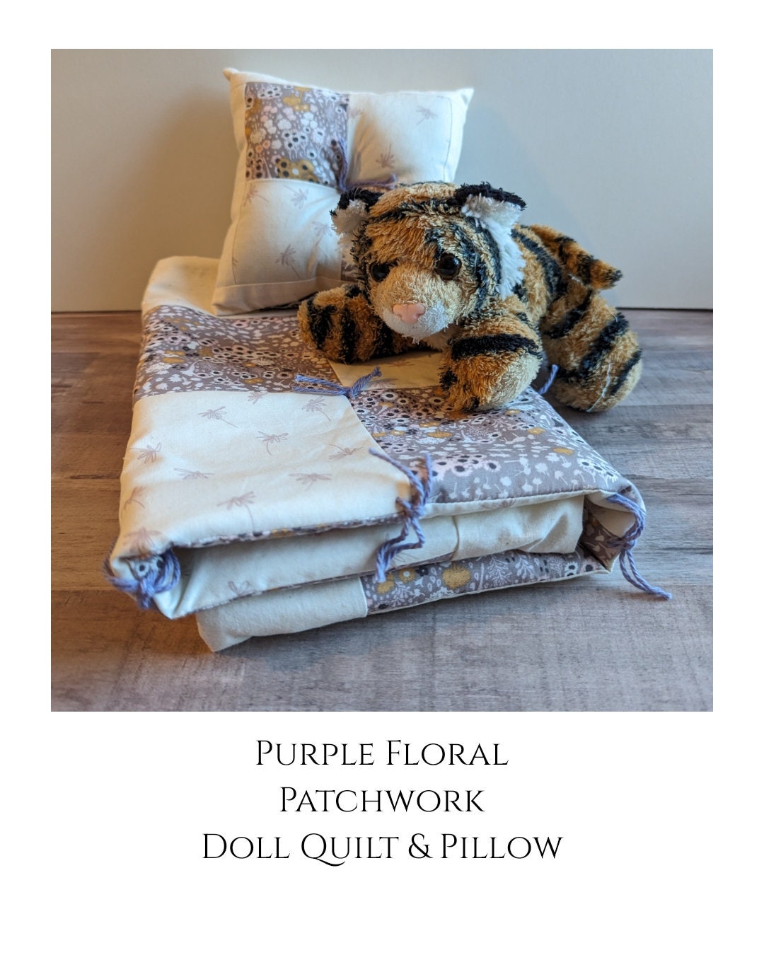 Doll Quilt, Purple, Floral, Patchwork Doll Blanket, Handmade, Old ...