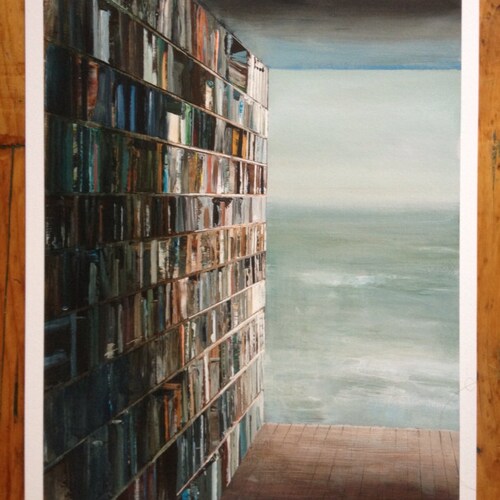 A Window Seat Illustrated Art Print Library Art Books by | Etsy