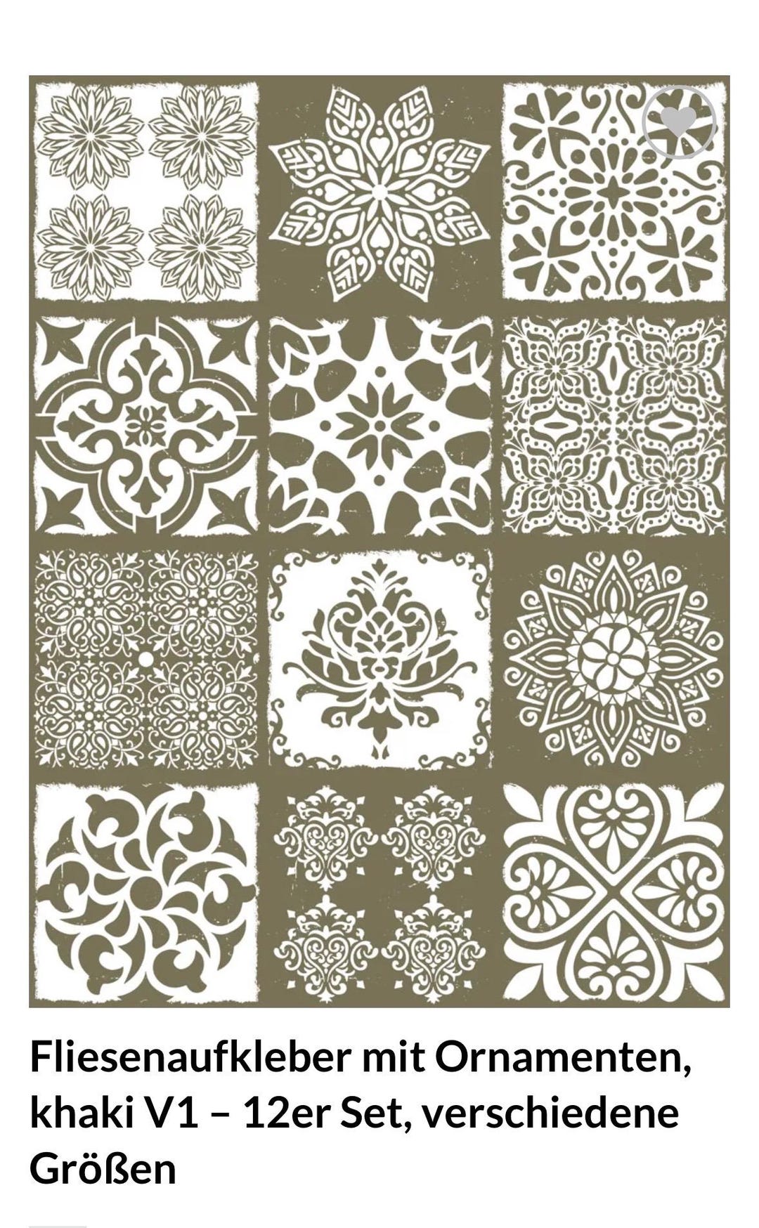 Tile Stickers Wall Accents Set of 12 Khaki Boho Wall Decal Waterproof ...