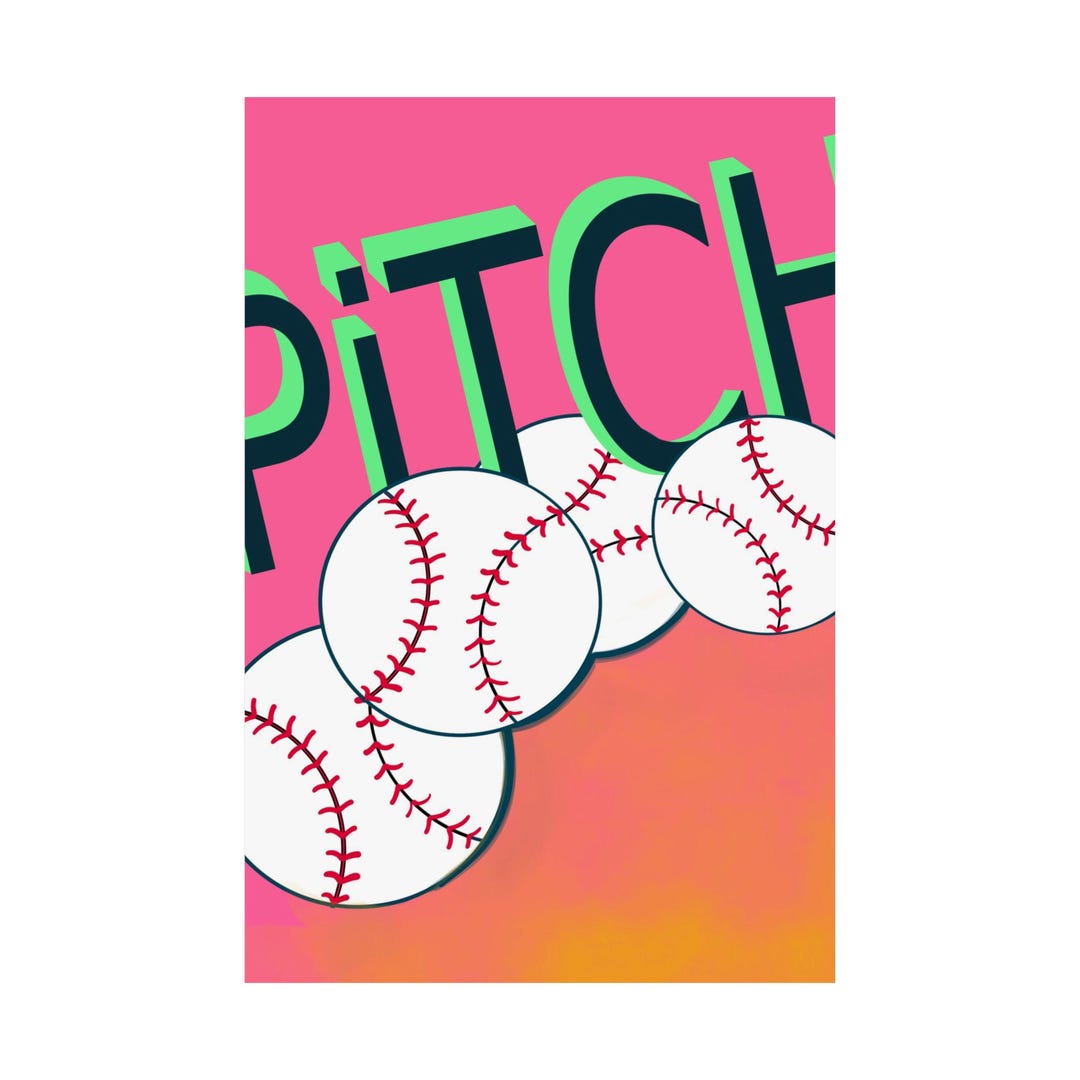 Baseball Pitch Vertical Poster Fun Wall Art for Sports Lovers, Game ...