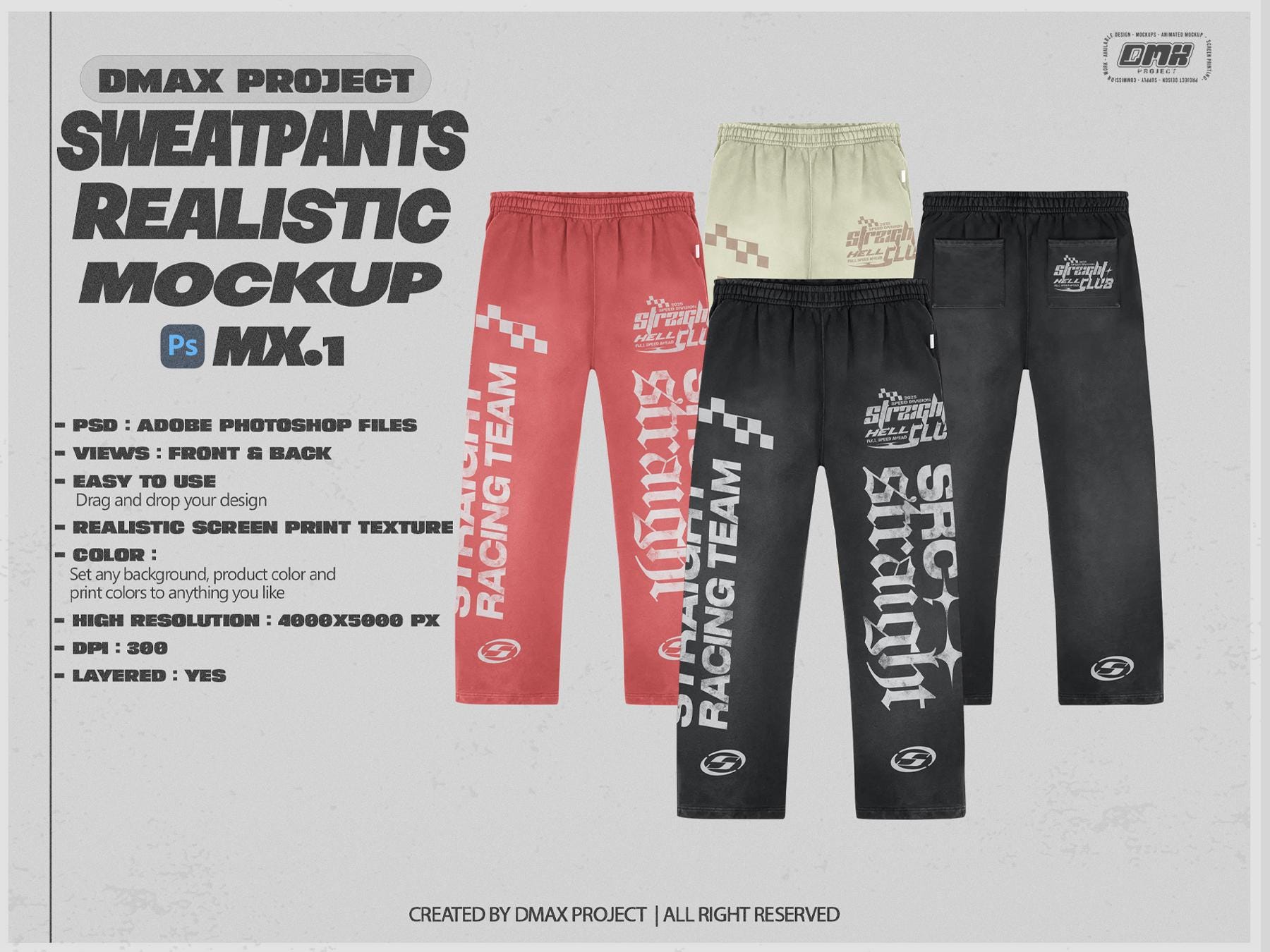 Sweatpants Mockup PSD – Realistic Texture | Front & Back View ...