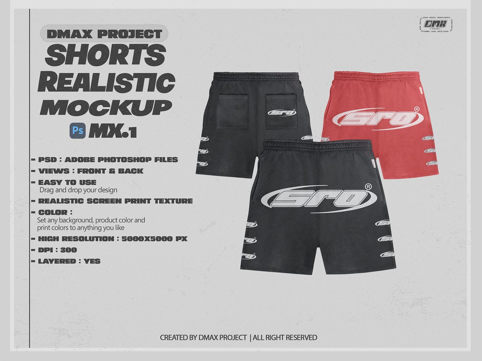 Shorts Mockup PSD – Front & Back View | Realistic Texture| Editable ...