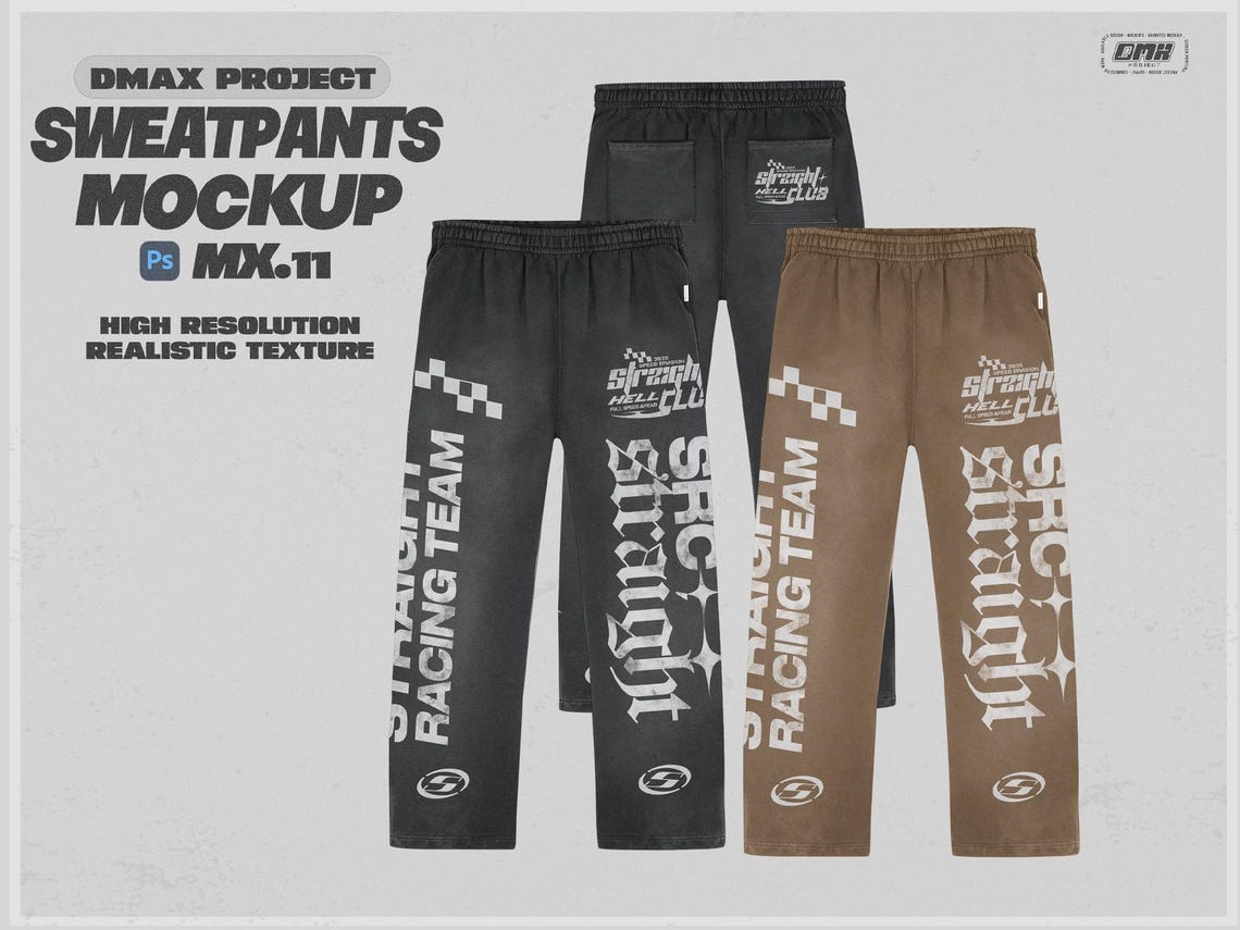 Sweatpants Mockup PSD – Realistic Texture | Front & Back View ...