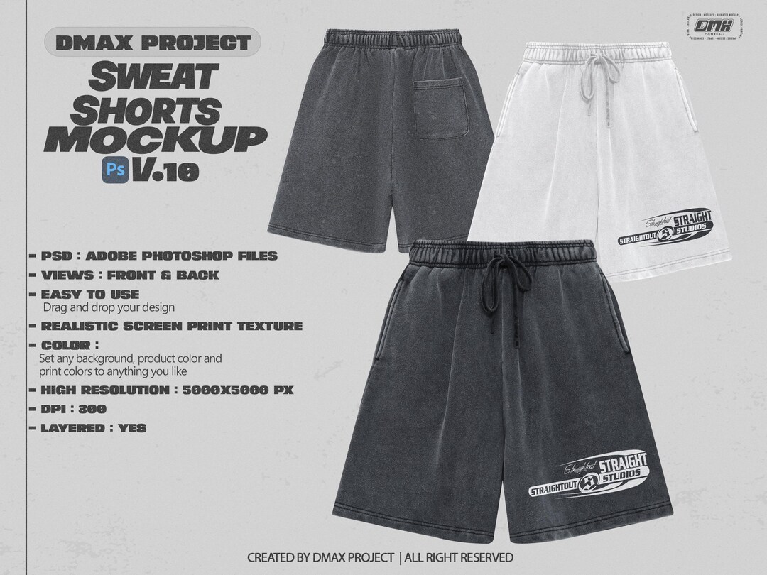 Sweat Shorts Mockup – Realistic Fabric PSD (4000x4000) - Etsy