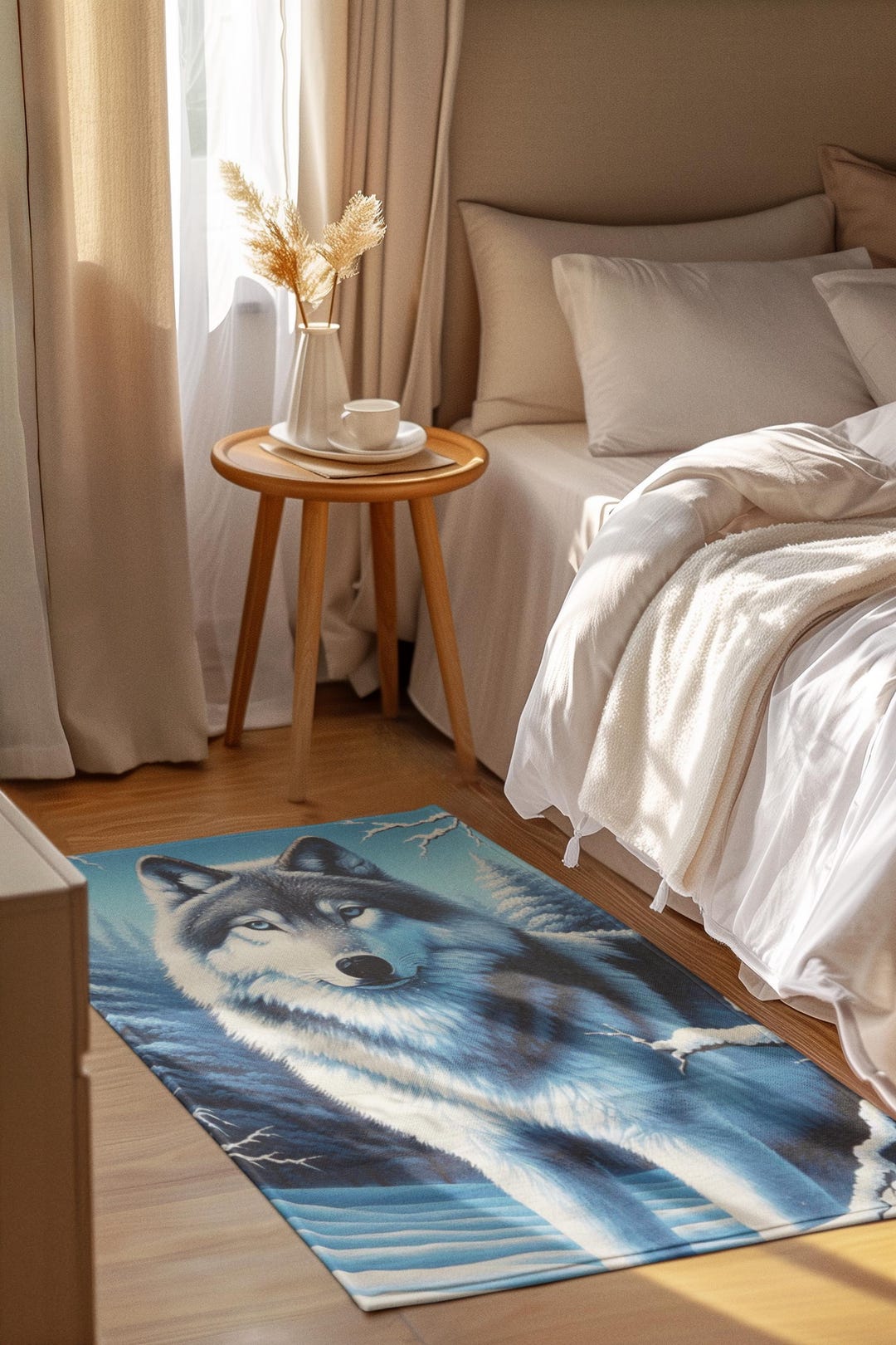 Majestic Wolf Area Rug Cozy Winter Home Decor Animal Lover Gift Lodge ...