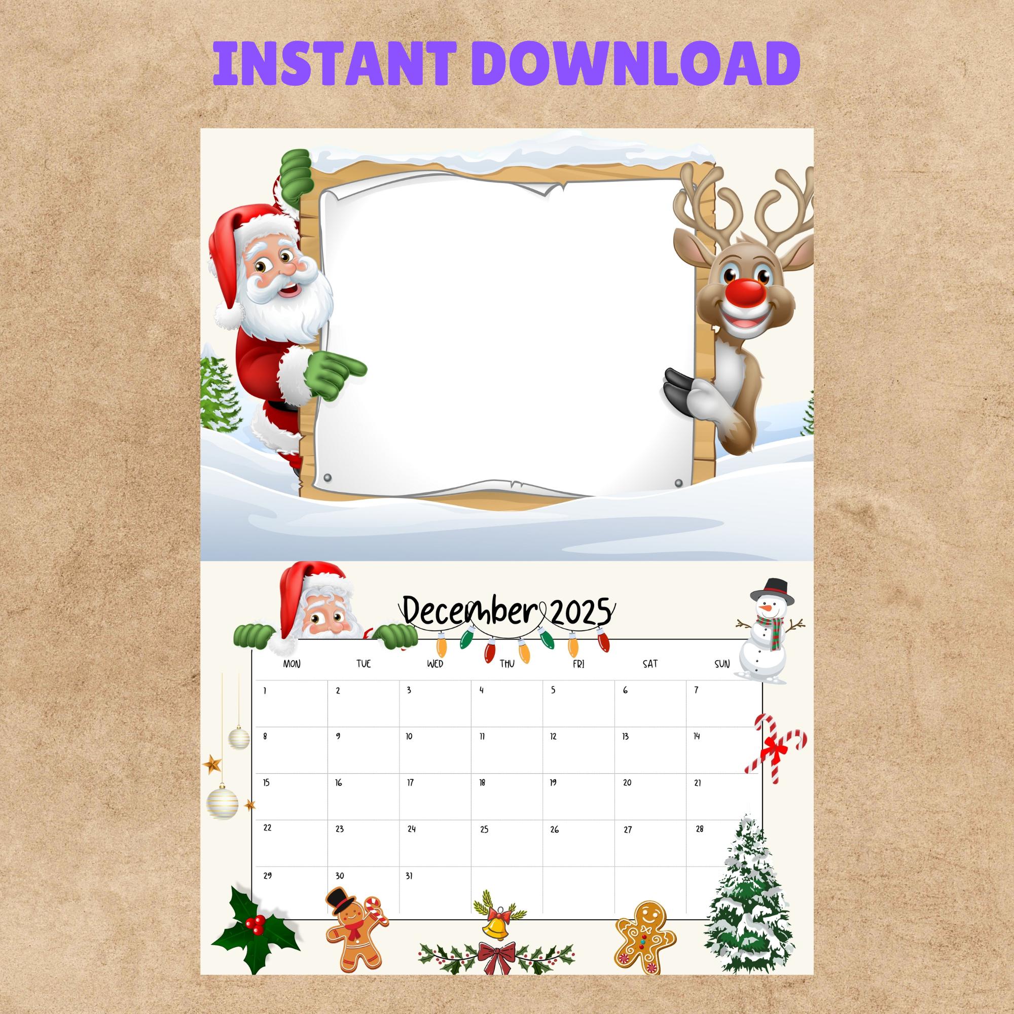 2025 Calendar Cute Kids Cartoon, Wall Calendar PDF, Editable Calendar ...