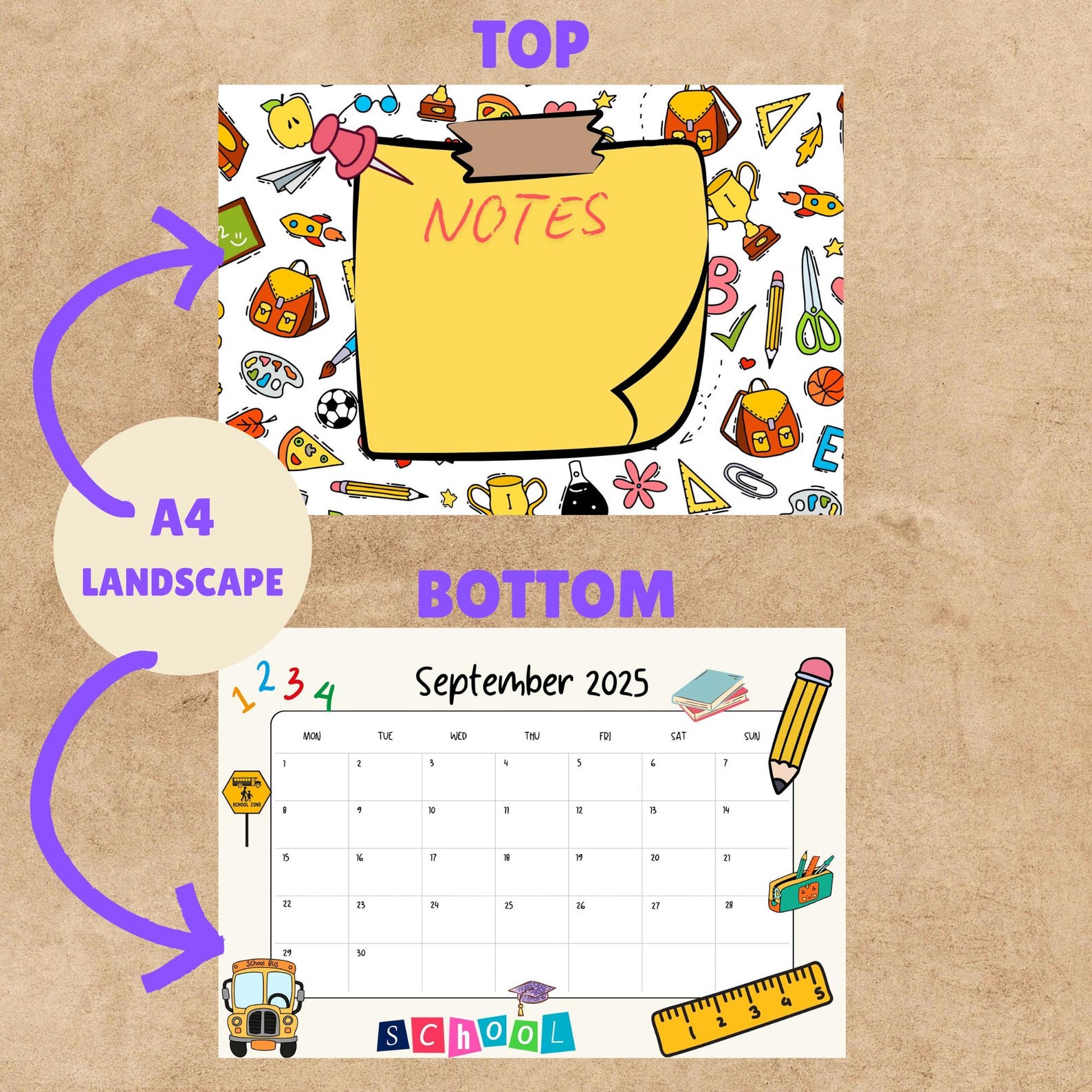 2025 Calendar Cute Kids Cartoon, Wall Calendar PDF, Editable Calendar ...