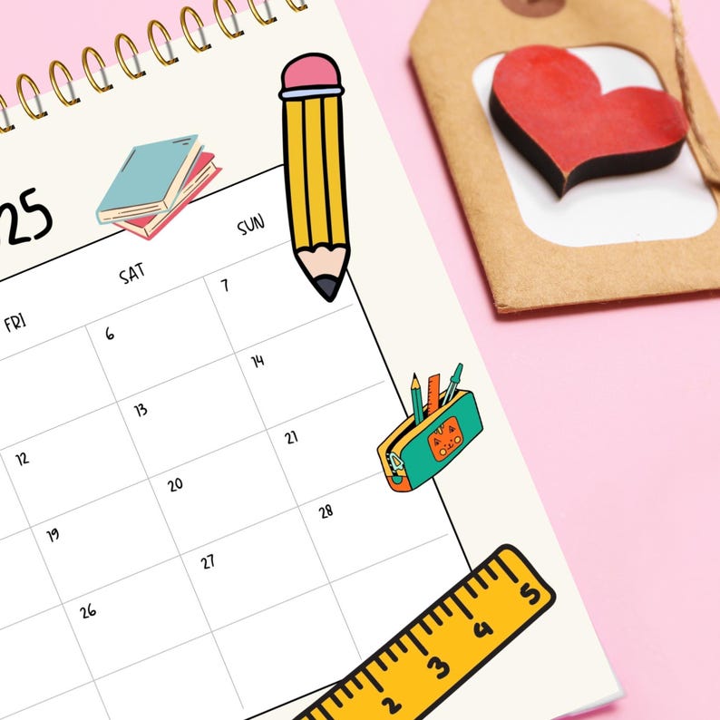 2025 Calendar Cute Kids Cartoon, Wall Calendar PDF, Editable Calendar ...