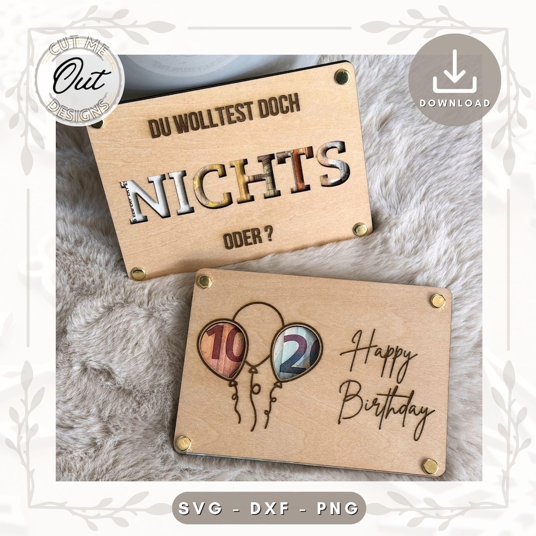 Laser File Money Gift Birthday SVG DXF Gift for Money Voucher Birthday ...