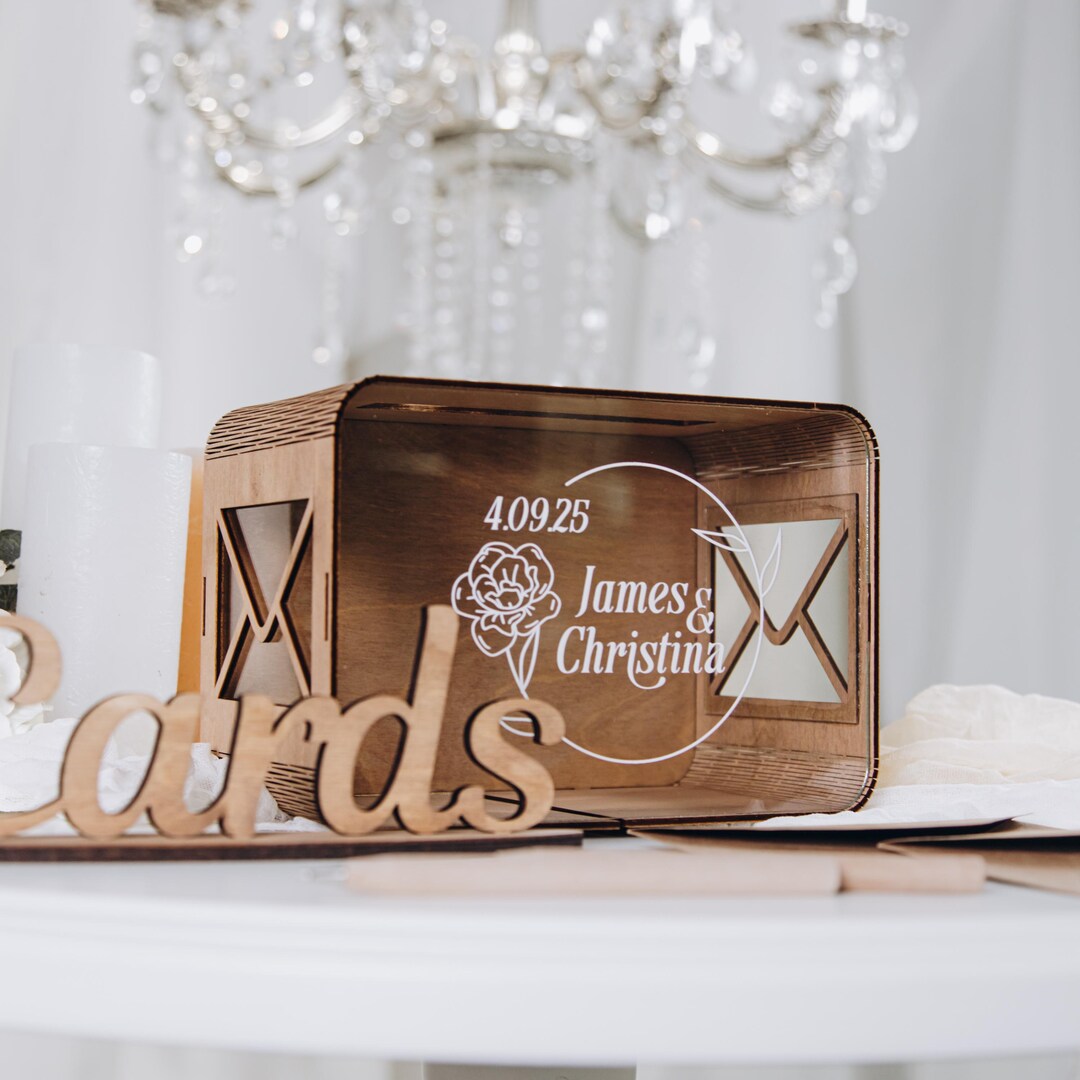 Wedding Card Box for Envelopes With Slot, Wooden Box, Bachelorette ...