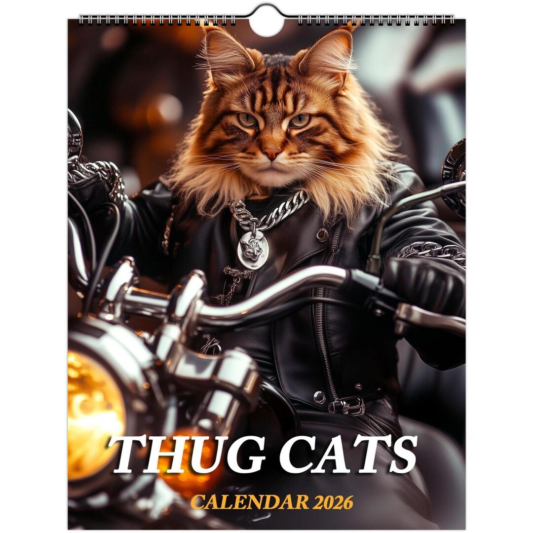 2026 Thug Cats Wall Calendar, Hilarious Cat Art, Cool Gift for Cat ...