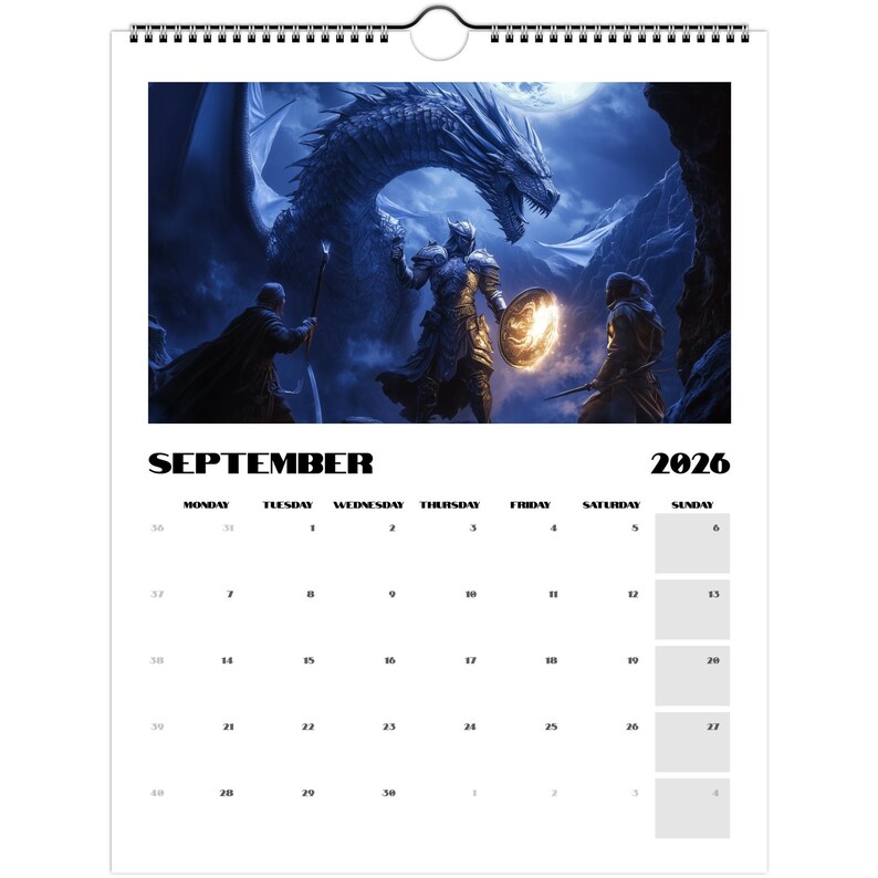 Wall Calendar 2026 Dragons Fantasy Adventure – Epic Illustrations for ...
