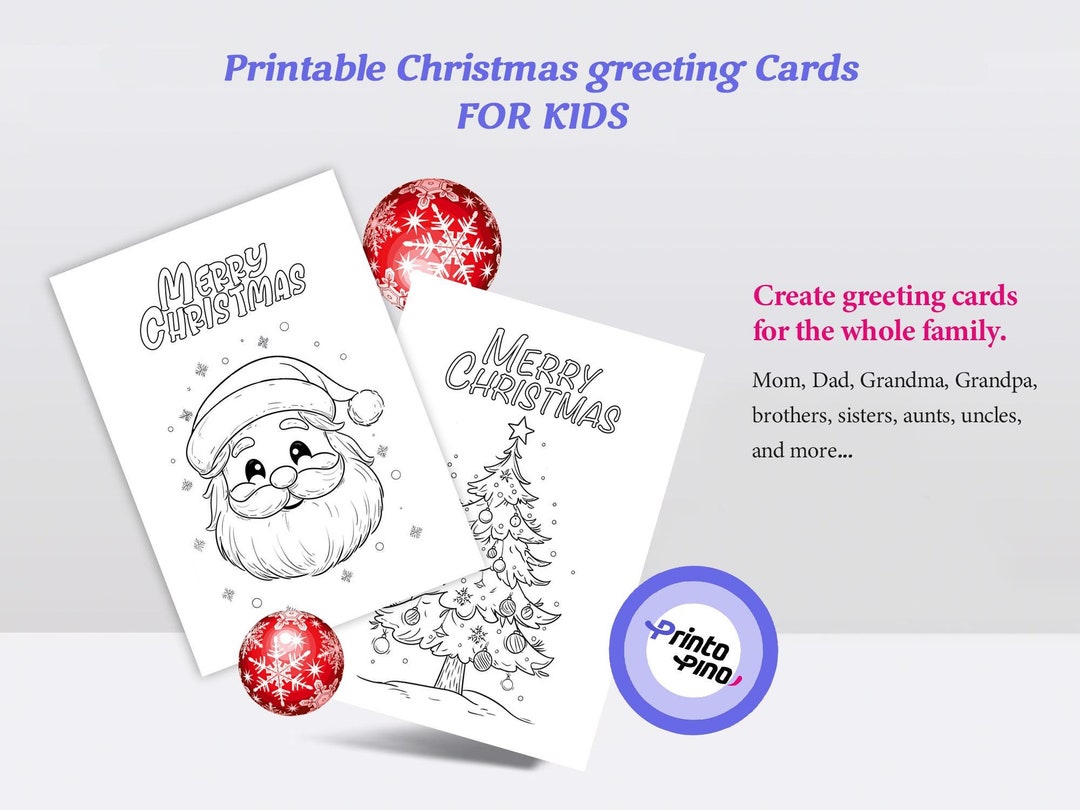 Cartes de Noël à colorier à imprimer pour les enfants : cartes de voeux ...