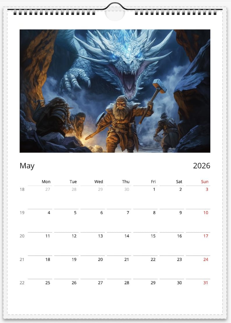 2026 Dungeons & Dragons Wall Calendar: Fantasy RPG Adventure ...