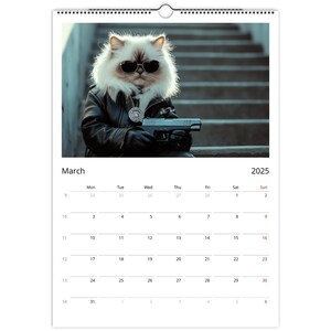 Thug Cat 2025 Wall Calendar Hilarious Cat Art Cool Gift for Cat Lovers ...