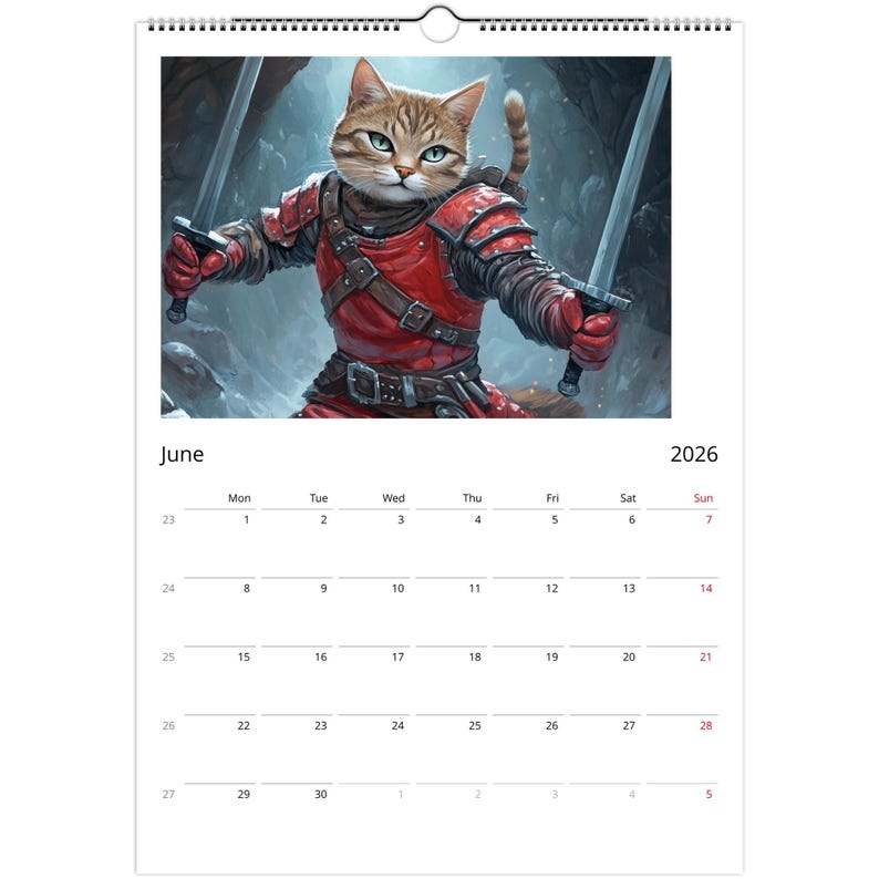 2026 DND Cat Wall Calendar: Medieval Fantasy Art, Dungeons & Dragons ...