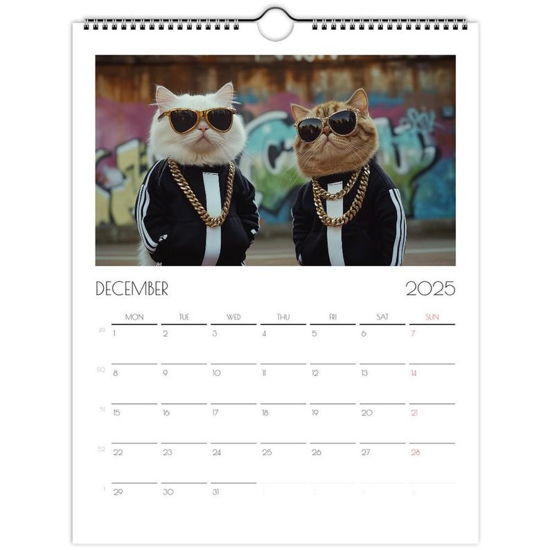 2025 Thug Cat Wall Calendar: Funny Gangster Cat Art - Etsy
