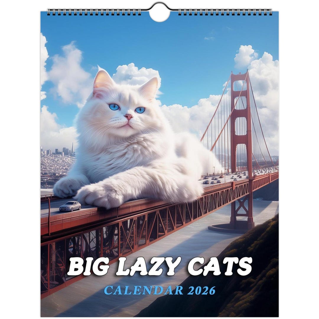 2026 Big Lazy Cats Calendar: Surreal Fluffy Feline Art - Etsy