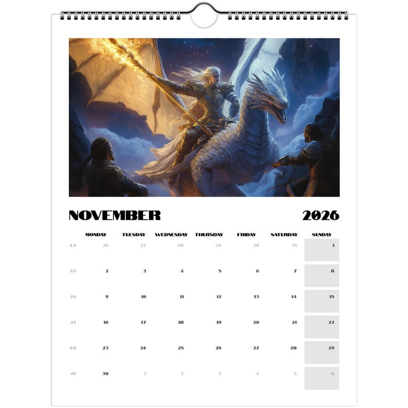 Wall Calendar 2026 Dragons Fantasy Adventure – Epic Illustrations for ...