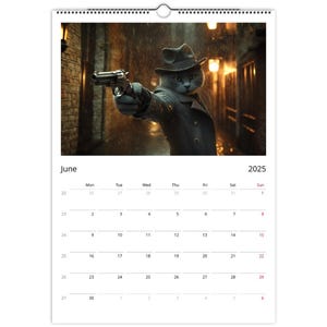 Thug Cat 2025 Wall Calendar Hilarious Cat Art Cool Gift for Cat Lovers ...