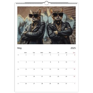 Thug Cat 2025 Wall Calendar Hilarious Cat Art Cool Gift for Cat Lovers ...