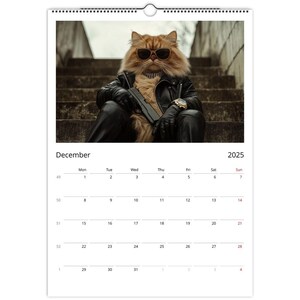 Thug Cat 2025 Wall Calendar Hilarious Cat Art Cool Gift for Cat Lovers ...