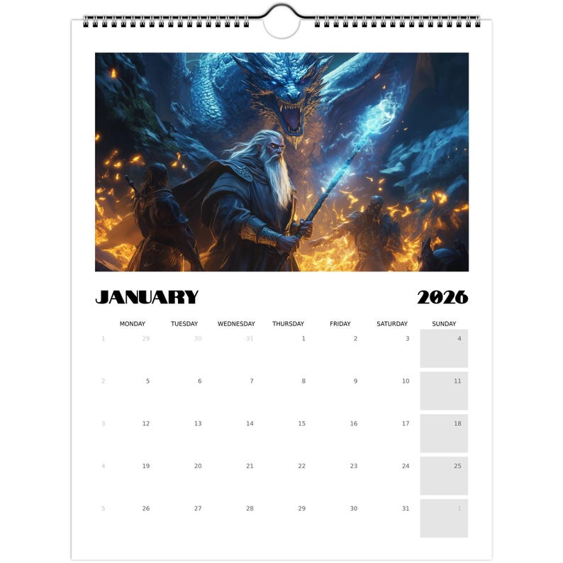 Wall Calendar 2026 Dragons Fantasy Adventure – Epic Illustrations for ...