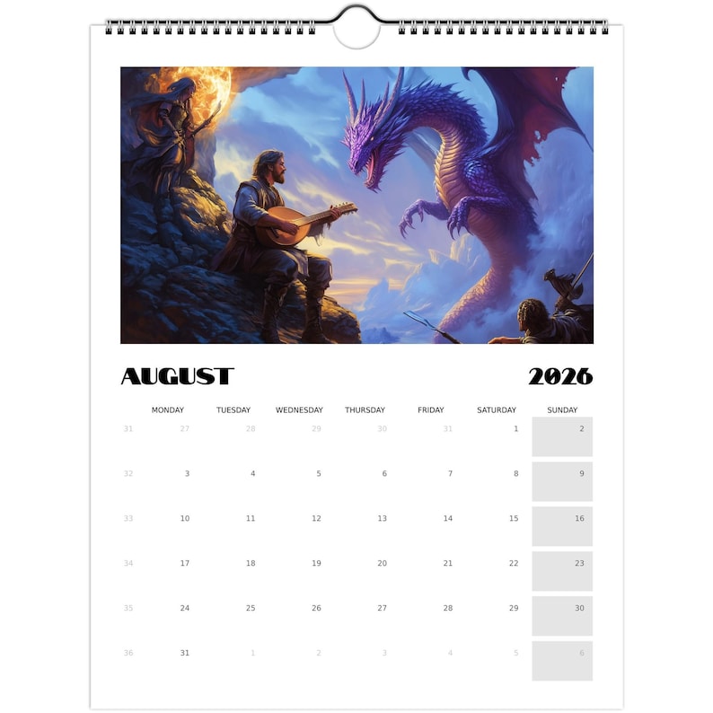 Wall Calendar 2026 Dragons Fantasy Adventure – Epic Illustrations for ...