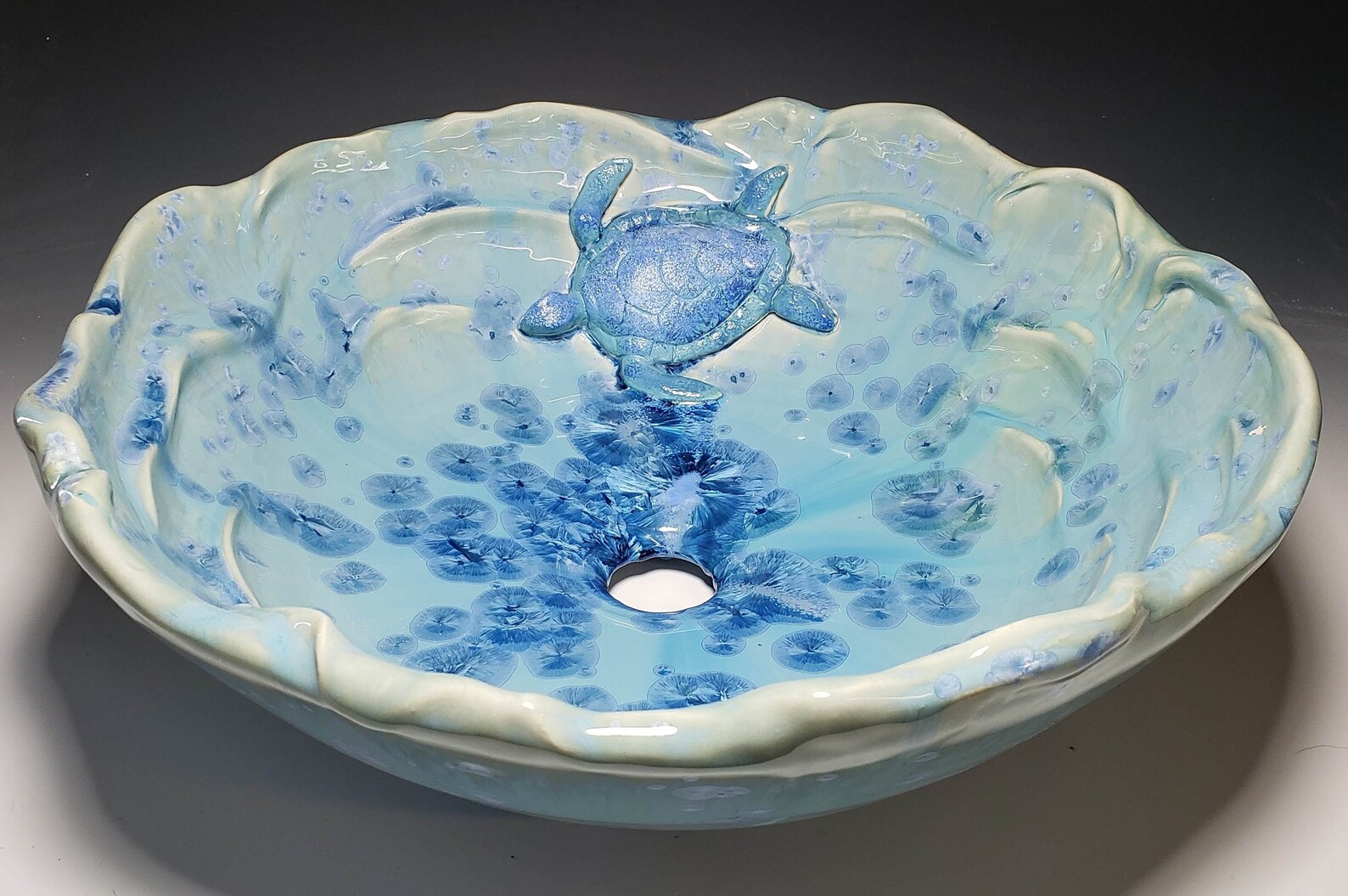 Sea Turtle Sink Vessel Ocean Waves Colorful Custom Handmade - Etsy