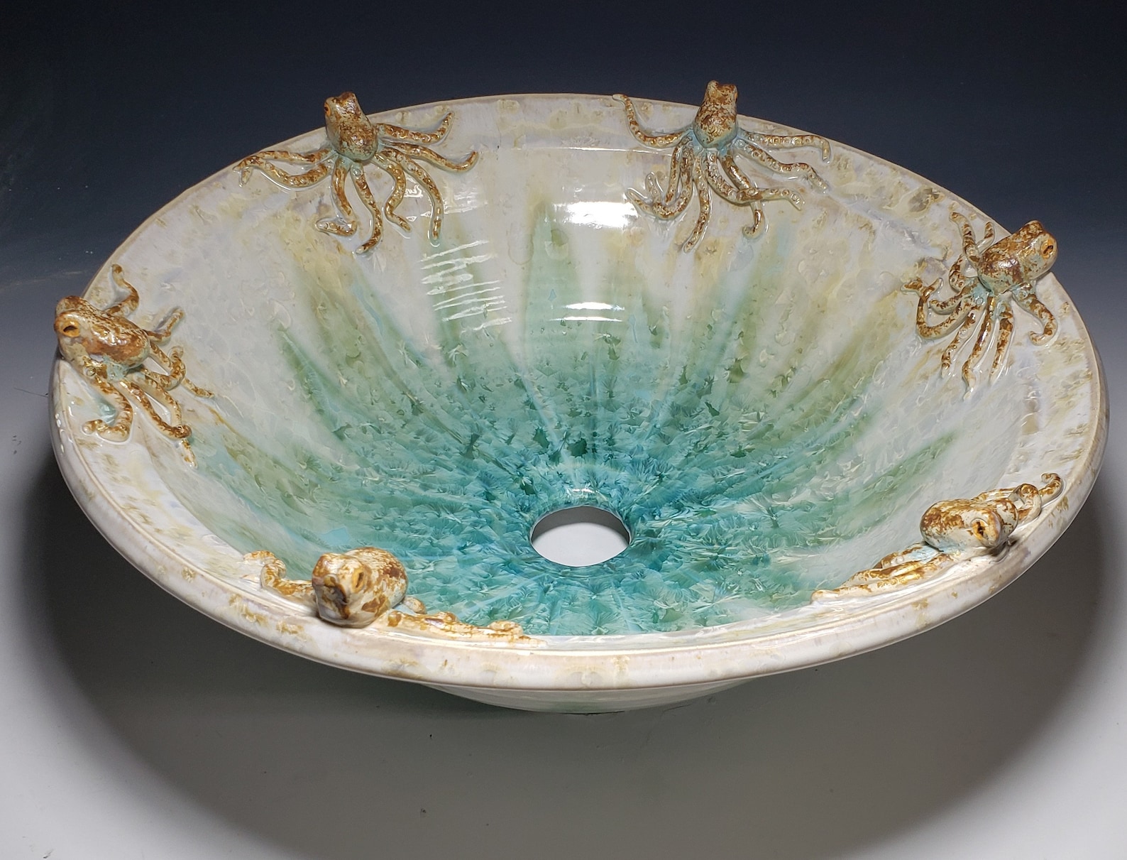 Octopus Vessel Sink Ocean Custom Ceramic Art Basin MADE TO ORDER - Etsy
