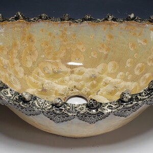 Oval Handmade Ceramic Vessel Sink With Concave Shape and Paisely Floral ...