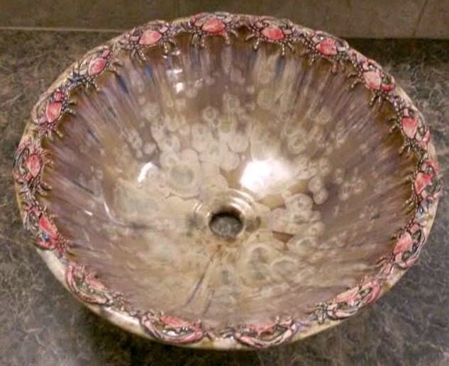 Ocean Vessel Sink Crab Infinity Border Custom Handmade Ceramic - Etsy