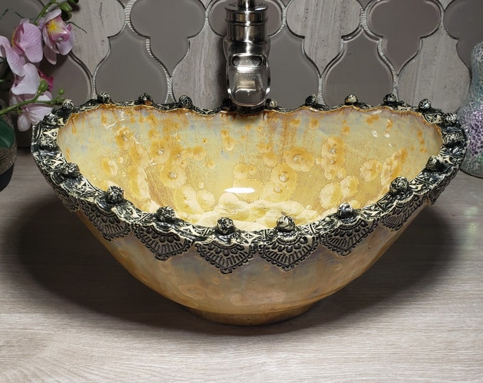 Oval Handmade Ceramic Vessel Sink With Concave Shape and - Etsy