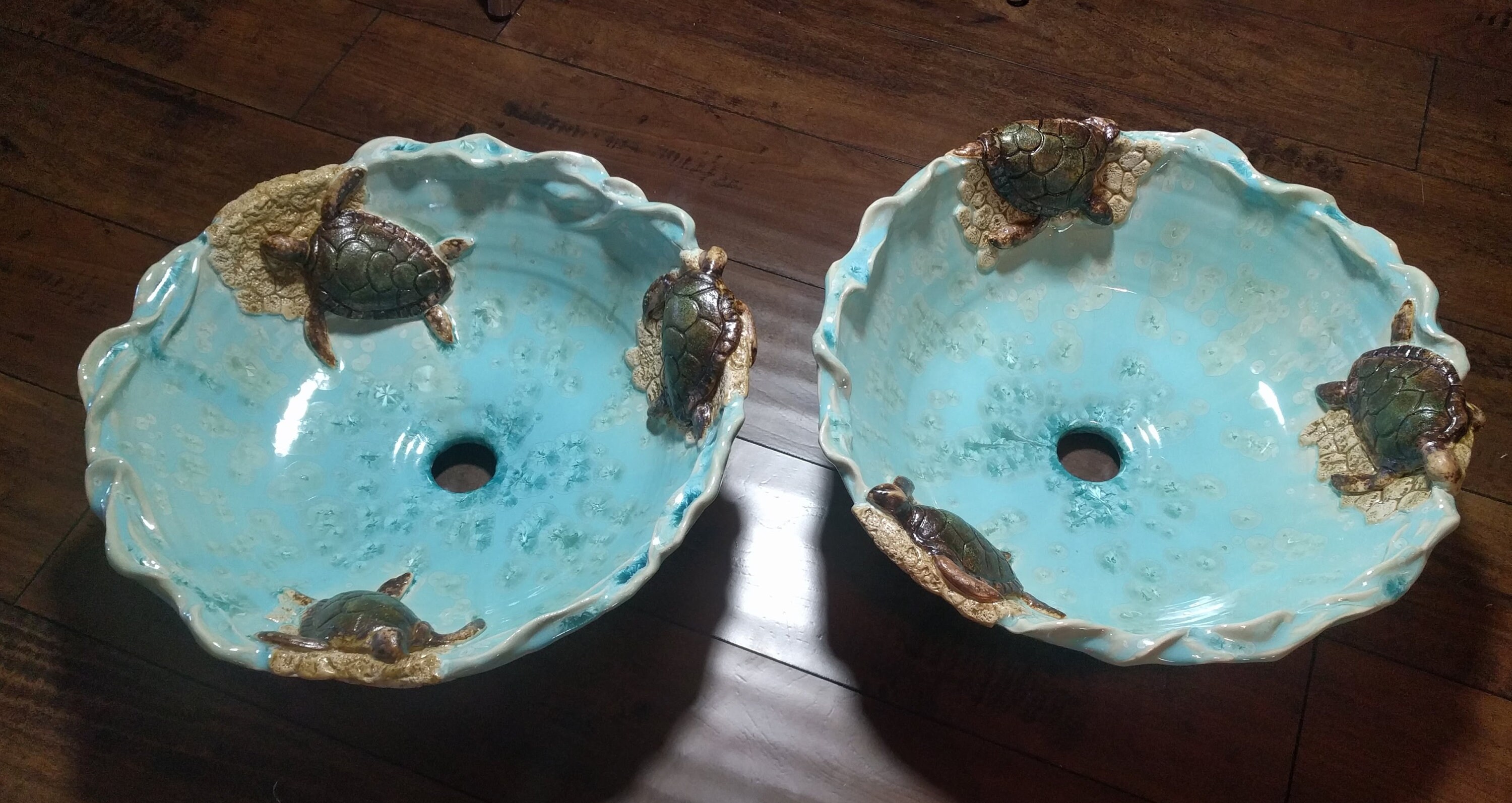 Vessel Sink Sea Turtles Ocean Waves Sandy Beach Handmade Art - Etsy UK