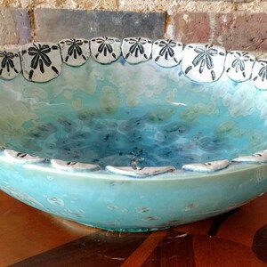 Ocean Vessel Sink Sand Dollar Border Custom Ceramic Art Basin MADE TO ...