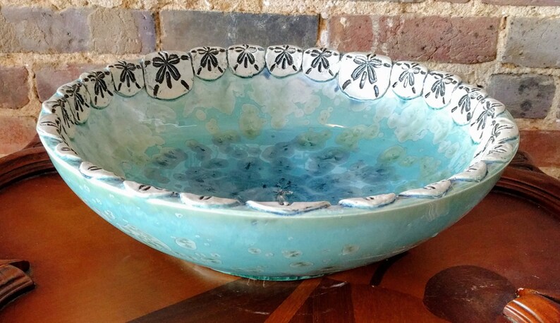 Ocean Vessel Sink Sand Dollar Border Custom Ceramic Art Basin - Etsy