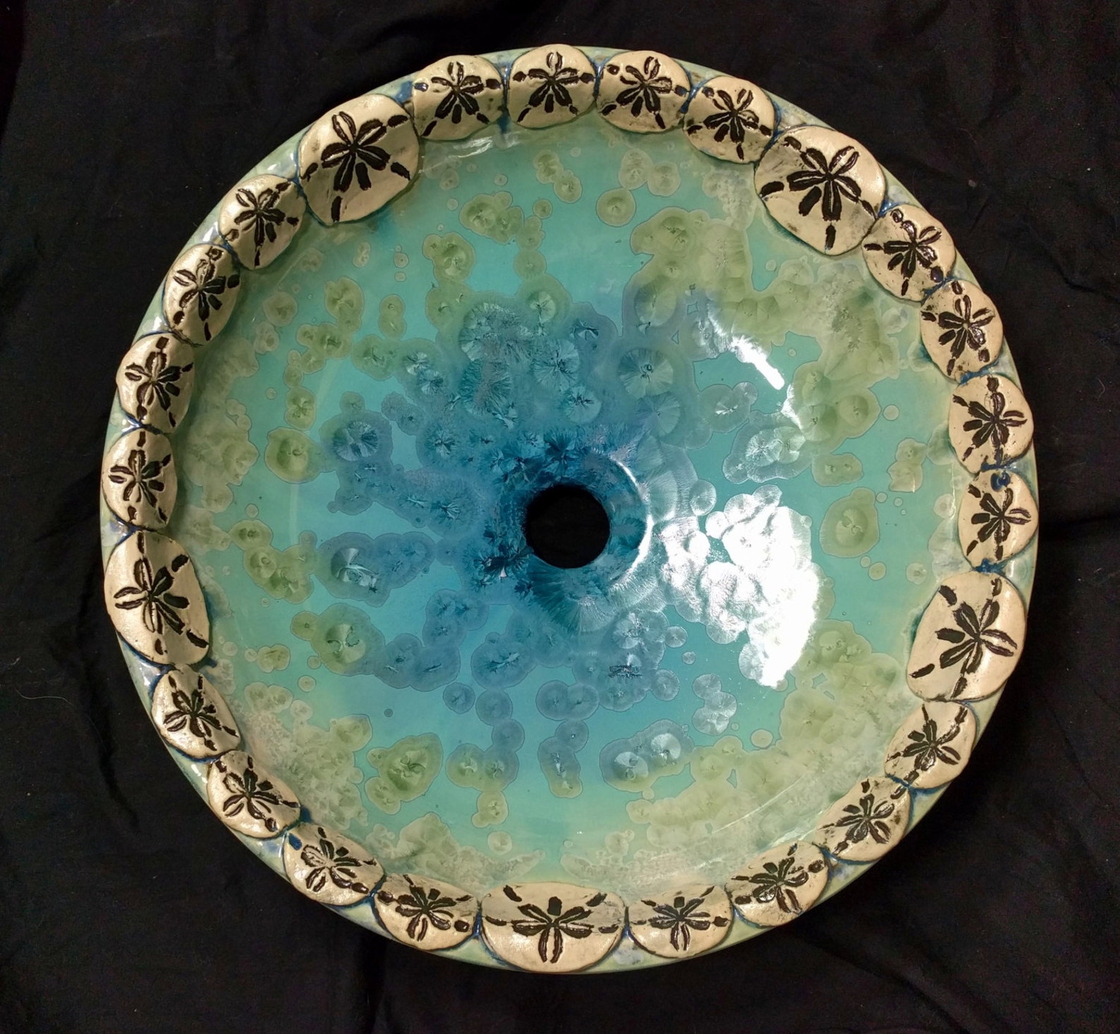 Ocean Vessel Sink Sand Dollar Border Custom Ceramic Art Basin - Etsy
