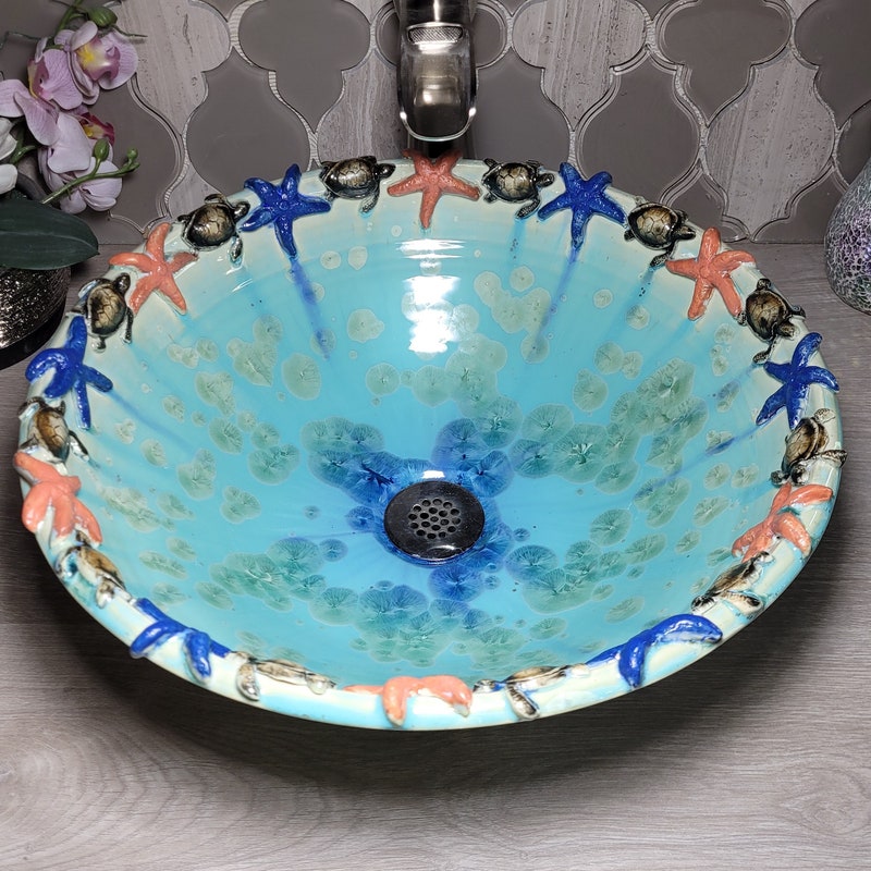 Blue Bathroom Sink - Etsy