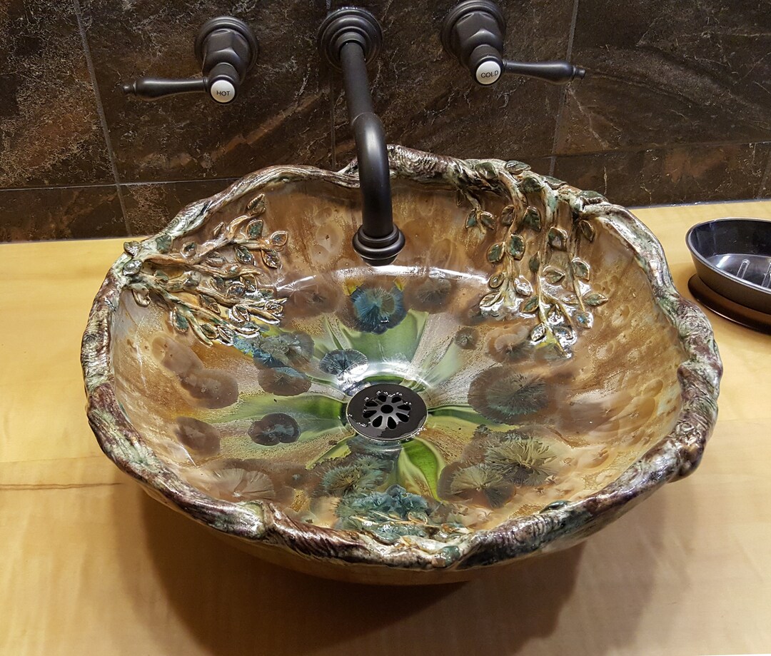 Amazing Tree Vessel Sink Branches and Leaves Handmade Art Basin ...
