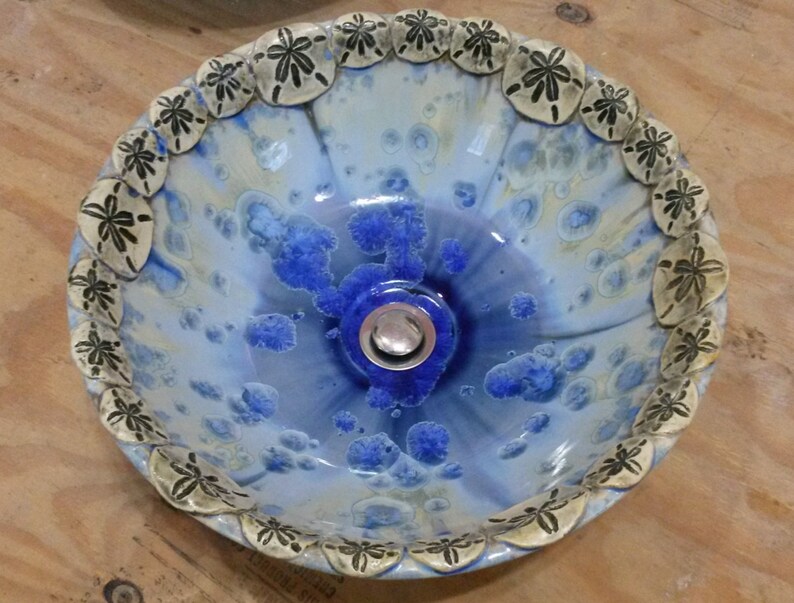 Ocean Vessel Sink Sand Dollar Border Custom Ceramic Art Basin - Etsy