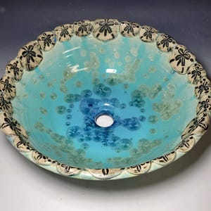 Ocean Vessel Sink Sand Dollar Border Custom Ceramic Art Basin MADE TO ...