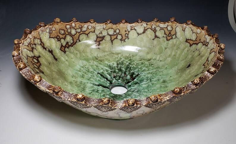 Oval Handmade Ceramic Vessel Sink With Concave Shape and | Etsy