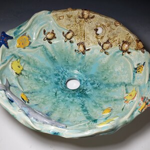 Baby Sea Turtles Vessel Sink Hatching on a Beach With Ocean Ceatures ...
